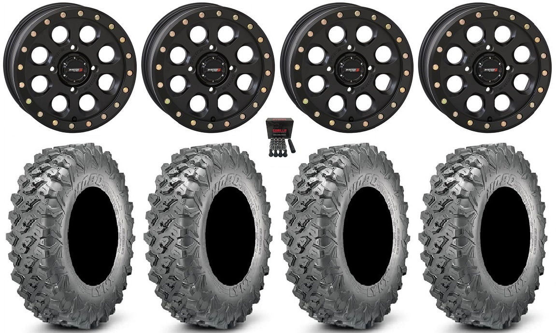 System 3 SB-7 15" Wheels Black (6+1/4+3) 35" Lynx SXS Tires Can-Am ...
