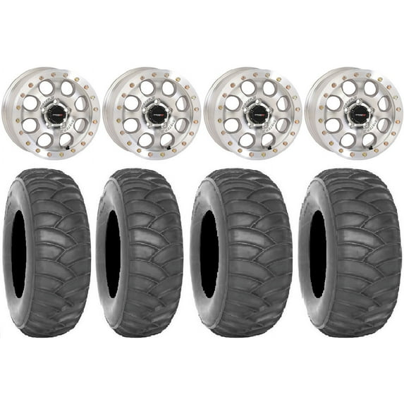 System 3 SB-7 15" Wheels Machined 33" SS360 Tires Polaris RZR Turbo R ...