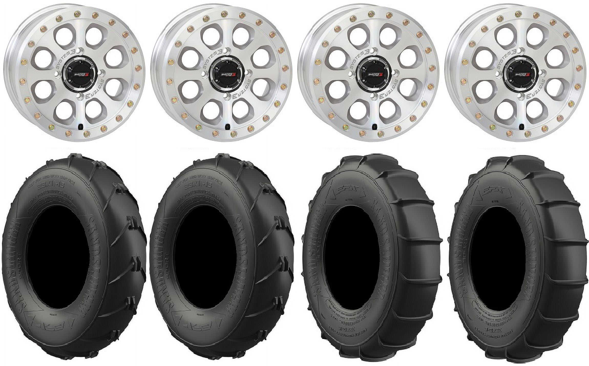 System 3 SB-7 15" Wheels Machined 33" Sand Slinger Tires Can-Am ...