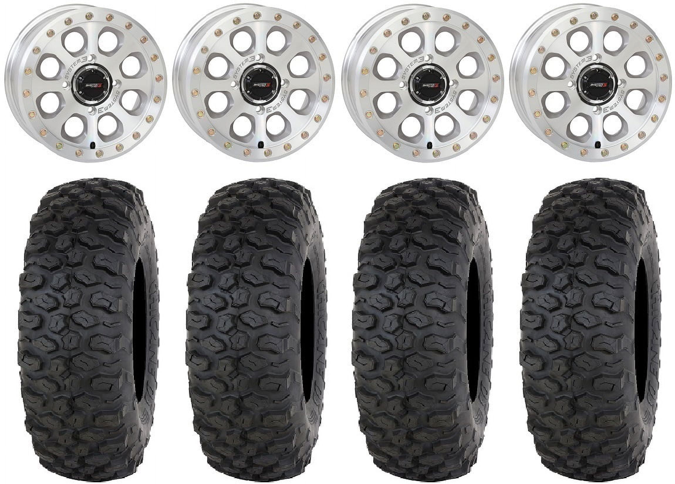 System 3 SB-7 15" Wheels Machined (5+2) 33" Chicane DS Tires Polaris ...