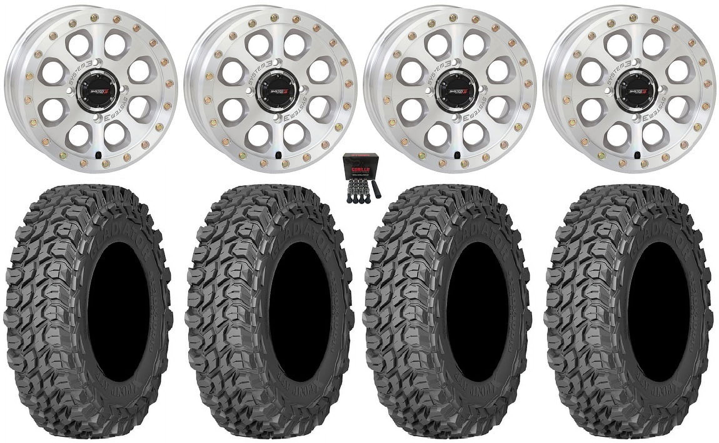 System 3 SB-7 15" Wheels Machined (6+1) 32" X Comp ATR Tires Can-Am ...