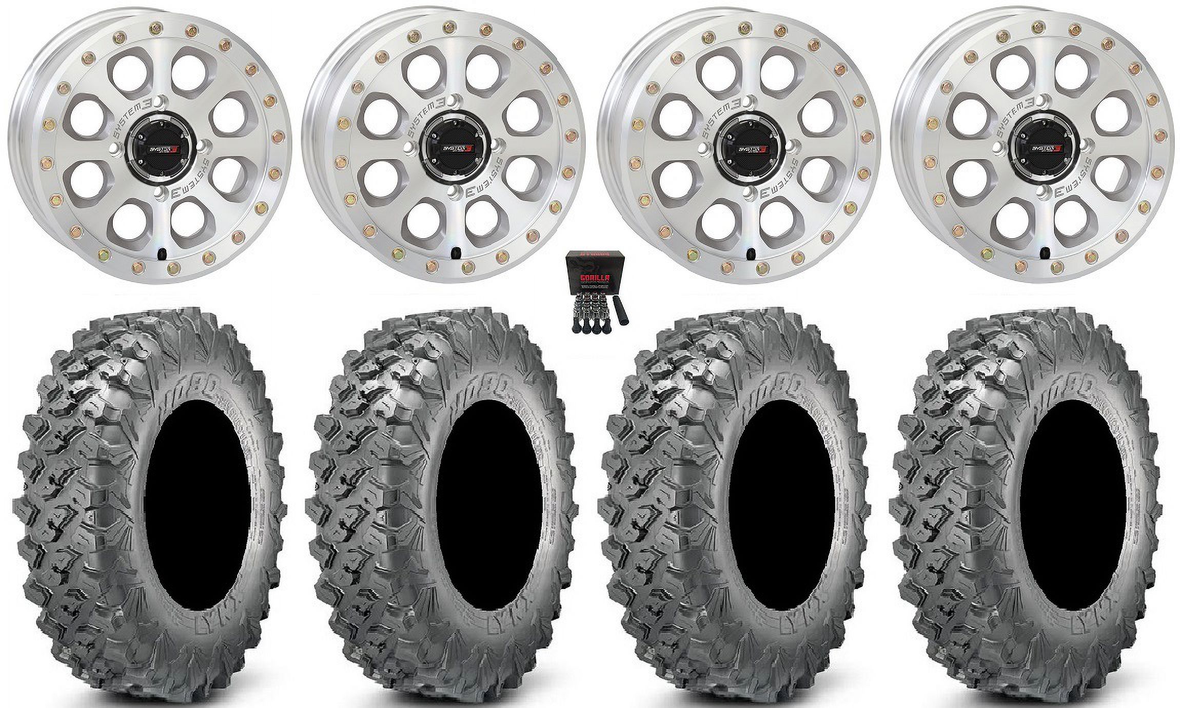 System 3 SB-7 15" Wheels Machined (6+1) 35" Lynx SXS Tires Polaris RZR ...