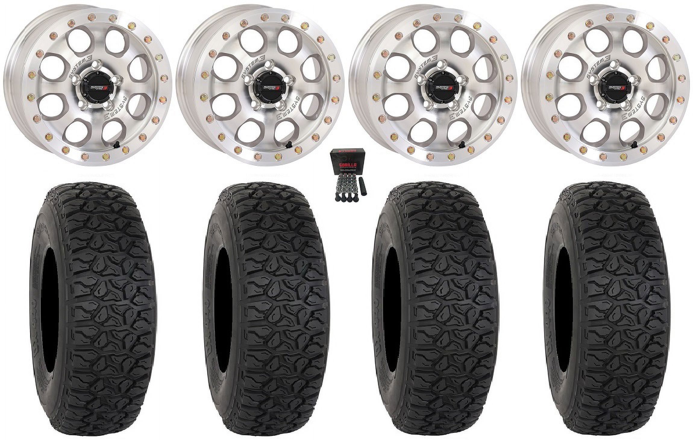 System 3 SB-7 15" Wheels Mh (6+1) 35" DX440 Tires Polaris RZR Turbo R ...