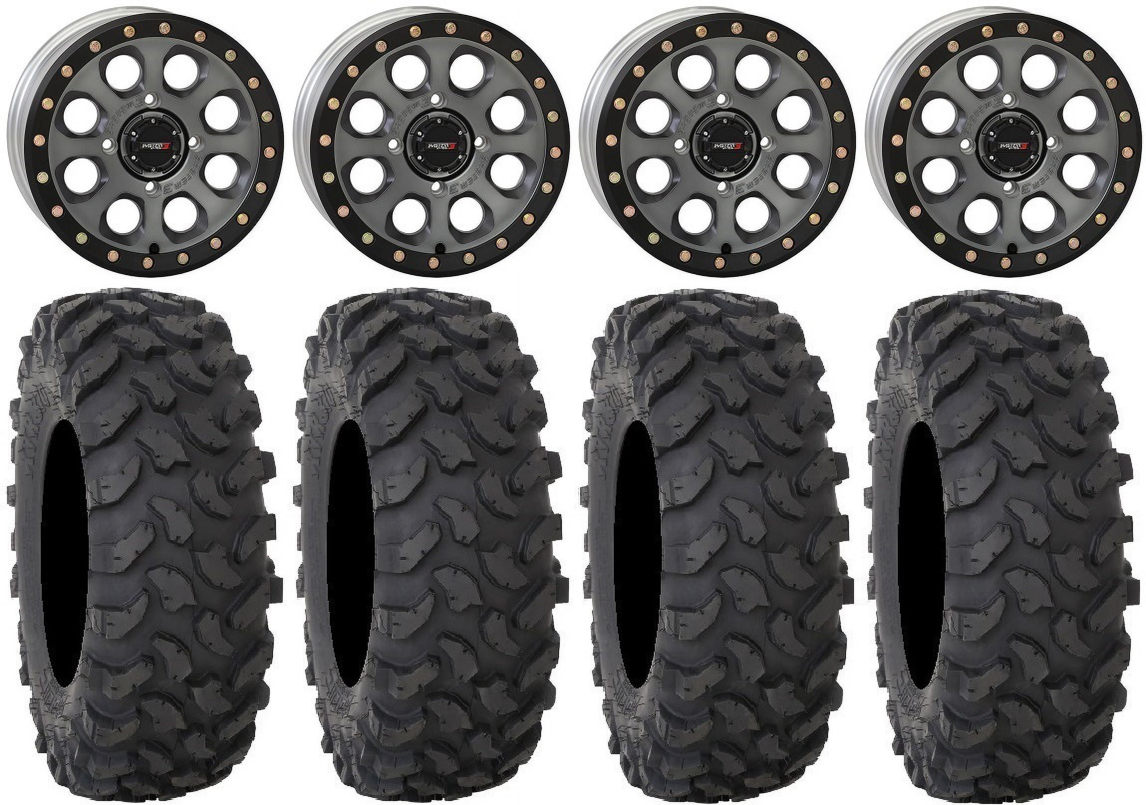 System 3 SB-7 15" Wheels Ti (6+1) 32" XTR370 Tires Polaris RZR Turbo R ...