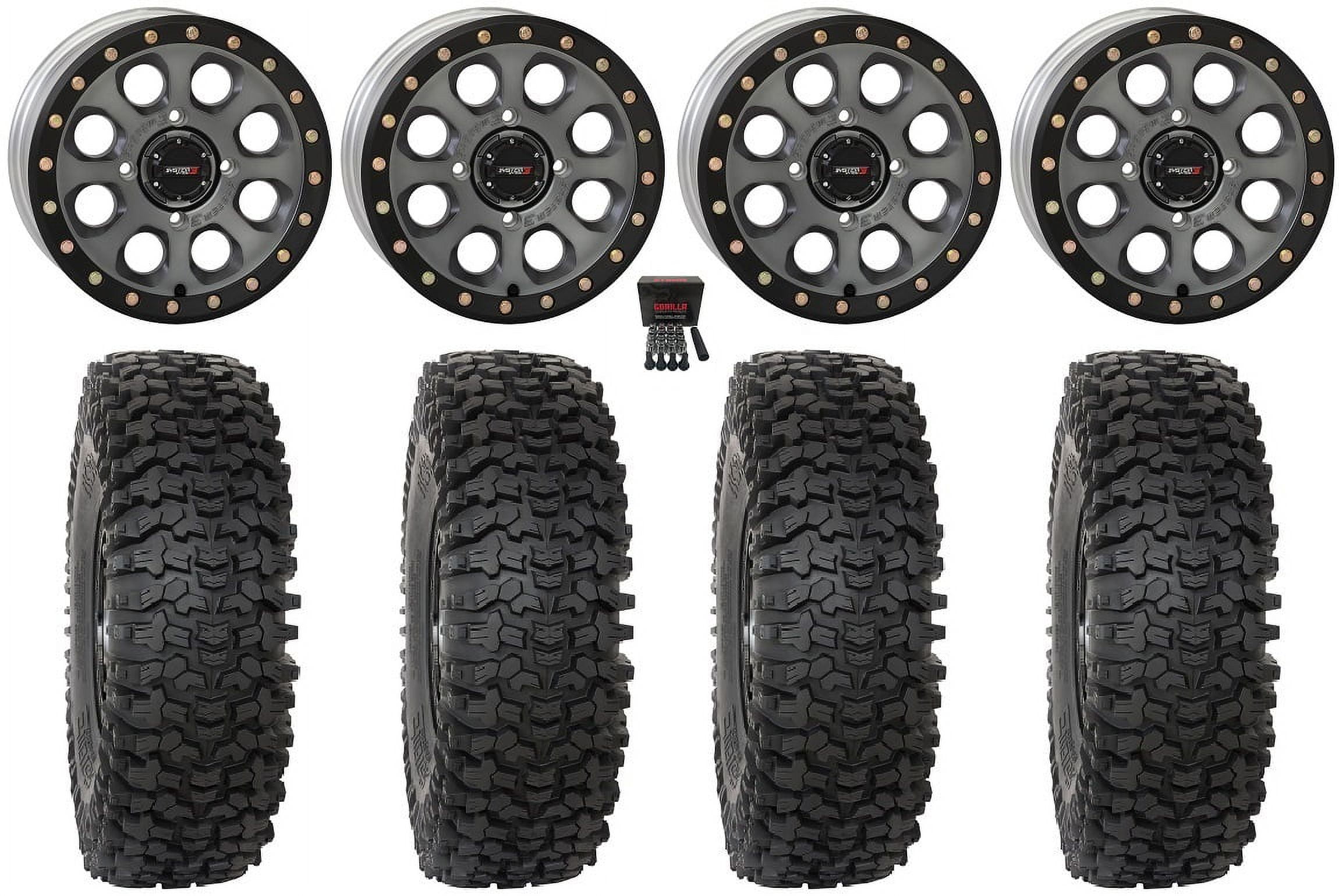 System 3 SB-7 15" Wheels Titanium (4+3) 35" RC500 Tires Can-Am Maverick ...