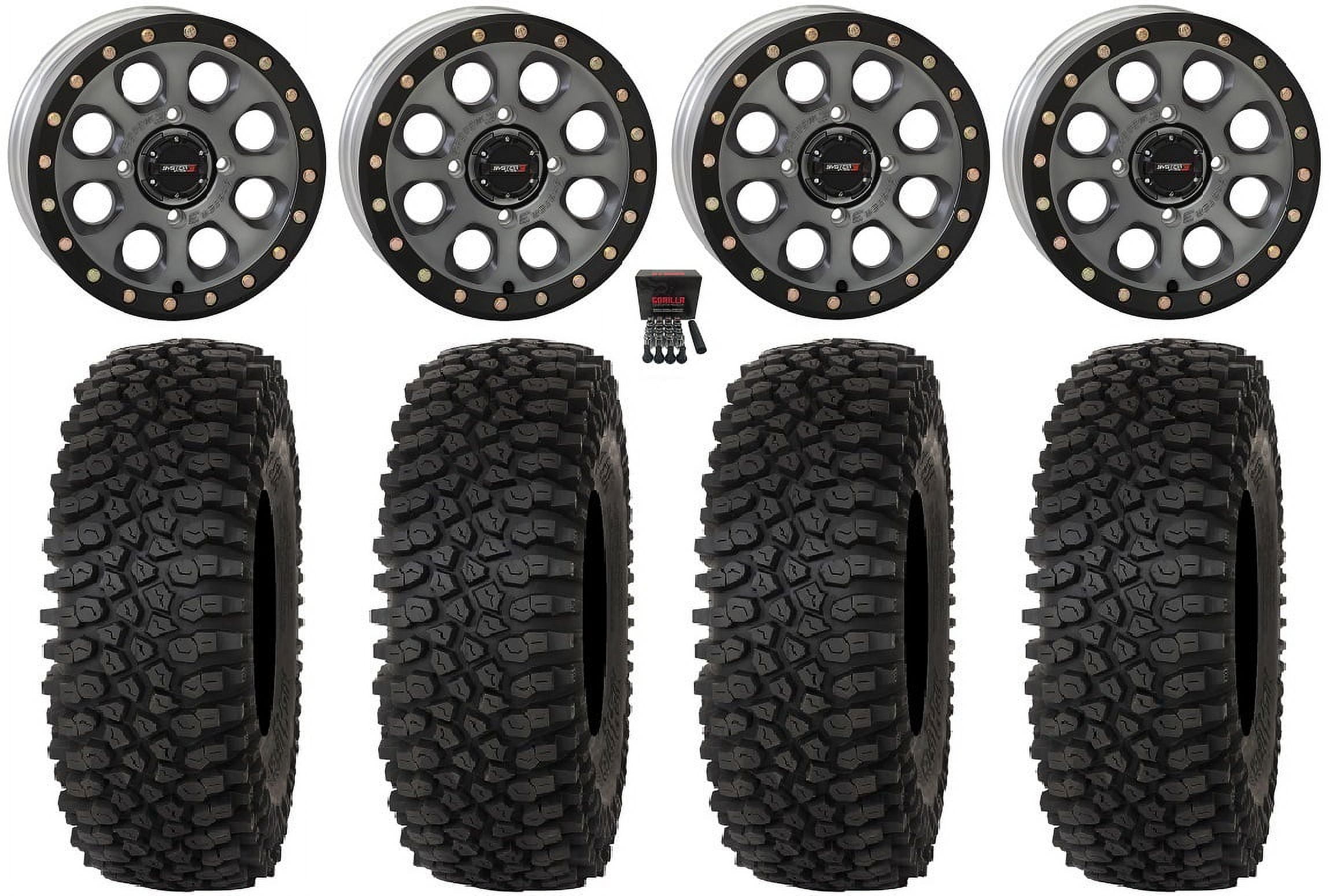 System 3 SB-7 15" Wheels Titanium (5+2) 33" Roctane STX Tires Polaris ...