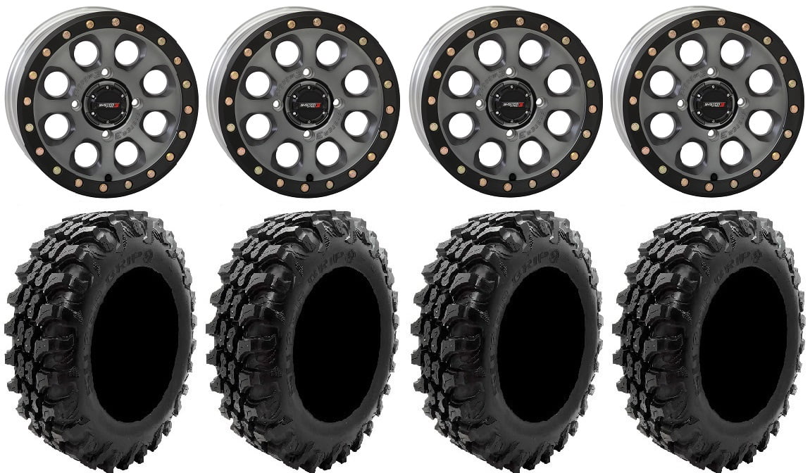 System 3 SB-7 15" Wheels Titanium (5+2) 35" K9 XT Tires Can-Am Maverick ...