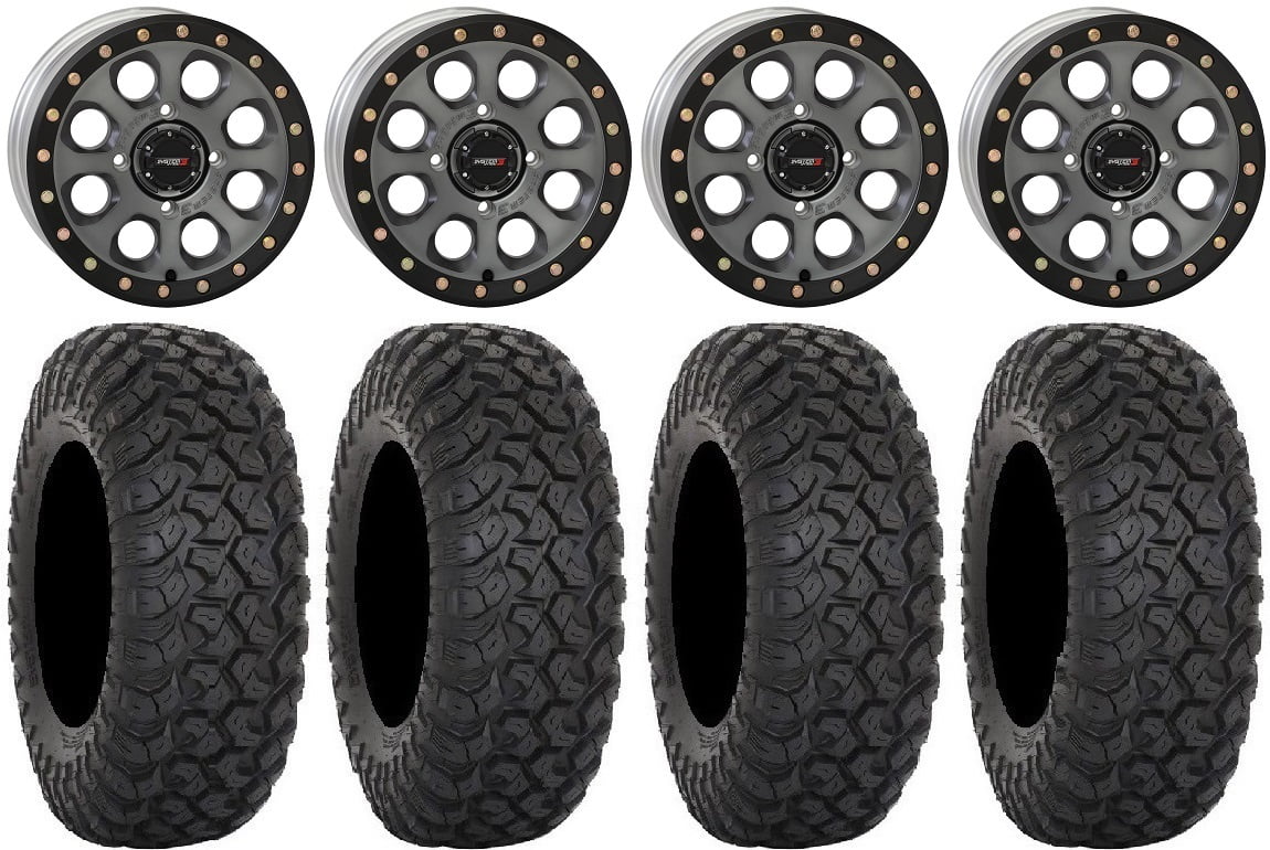 System 3 SB-7 15" Wheels Titanium (6+1) 33" RT320 Tires Kawasaki Mule ...