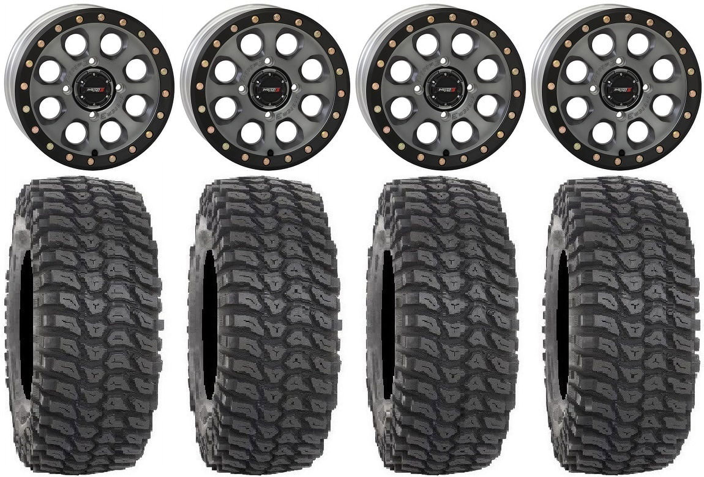 System 3 SB-7 15" Wheels Titanium (6+1/4+3) 35" XCR350 Tires Can-Am ...
