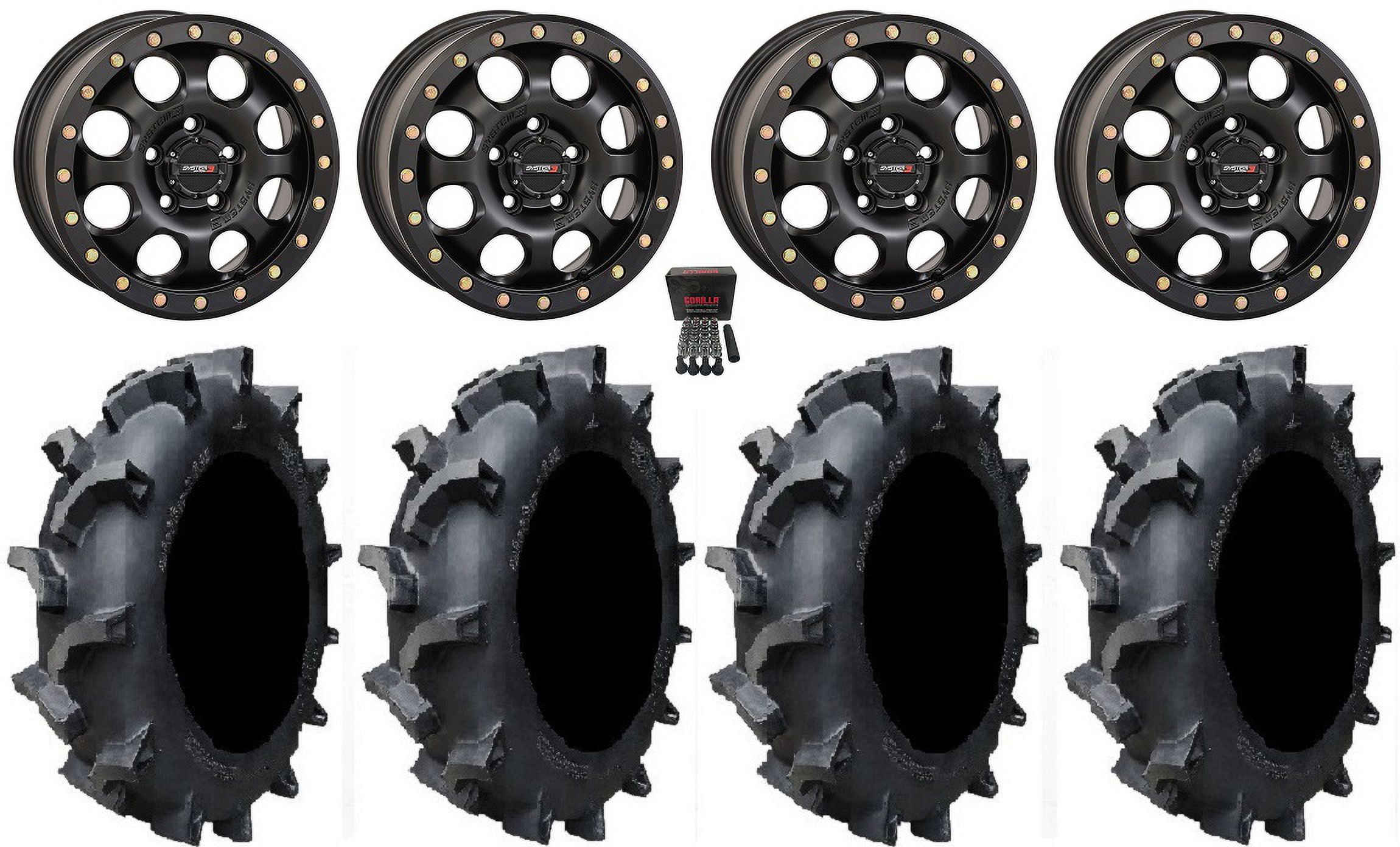 System 3 SB-7 18" Wheels Bk 4+3 35" Interforce 628 Tires Polaris RZR ...