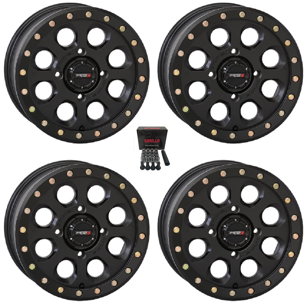 System 3 SB-7 Beadlock 15x10 Wide Wheels Black Can-Am Commander ...