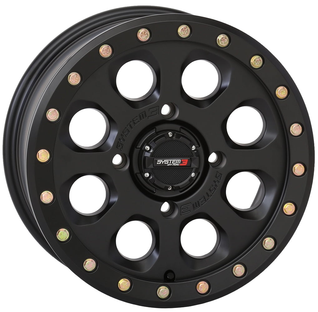 System 3 SB-7 Beadlock 15x7 ATV/UTV Wheel - Matte Black (4/137) 4+3 ...