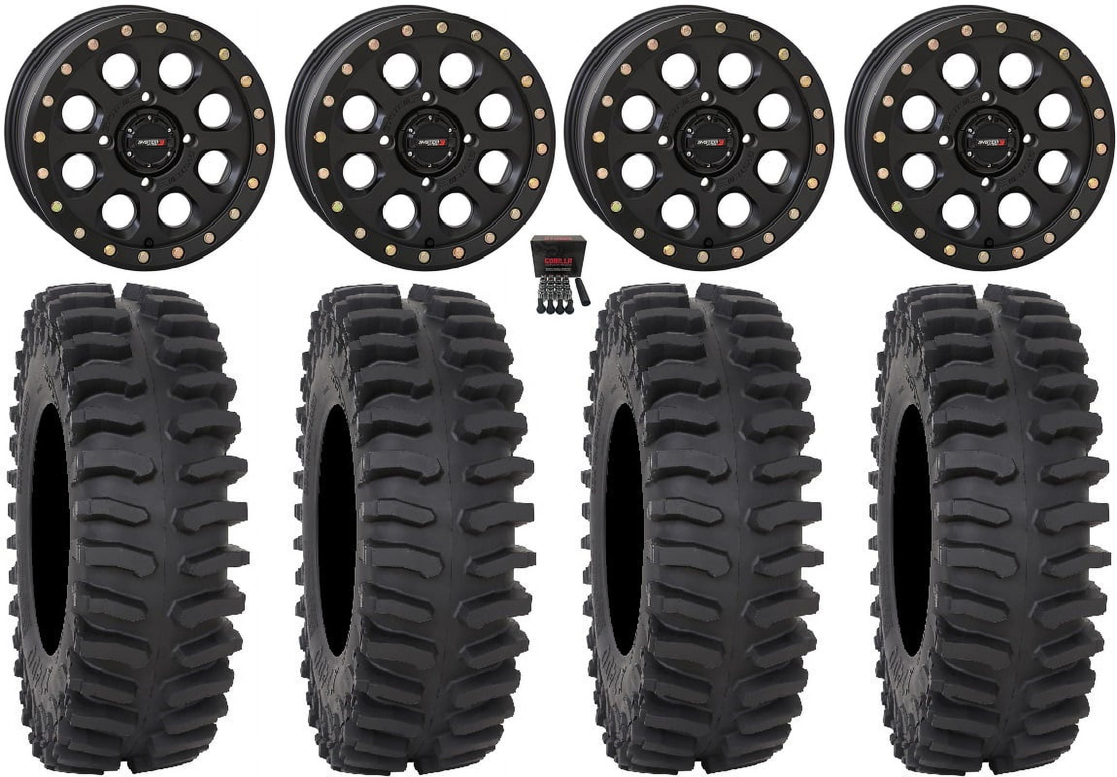 System 3 SB-7 Beadlock 18" Wheels Bk 4+3 37" XT400 Tires Can-Am ...