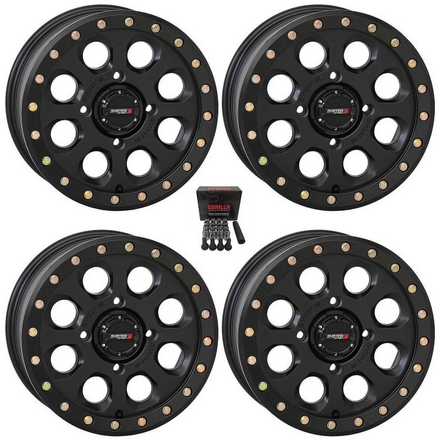 System 3 SB-7 Beadlock 18" Wheels Black (5+2) Polaris RZR 1000 XP ...