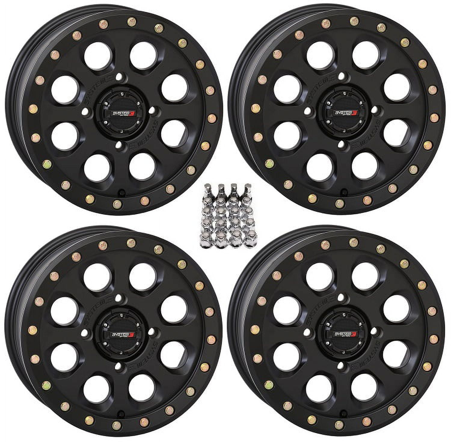 System 3 SB-7 Beadlock Wheels 15" Black (5+2) Can-Am Commander Maverick ...
