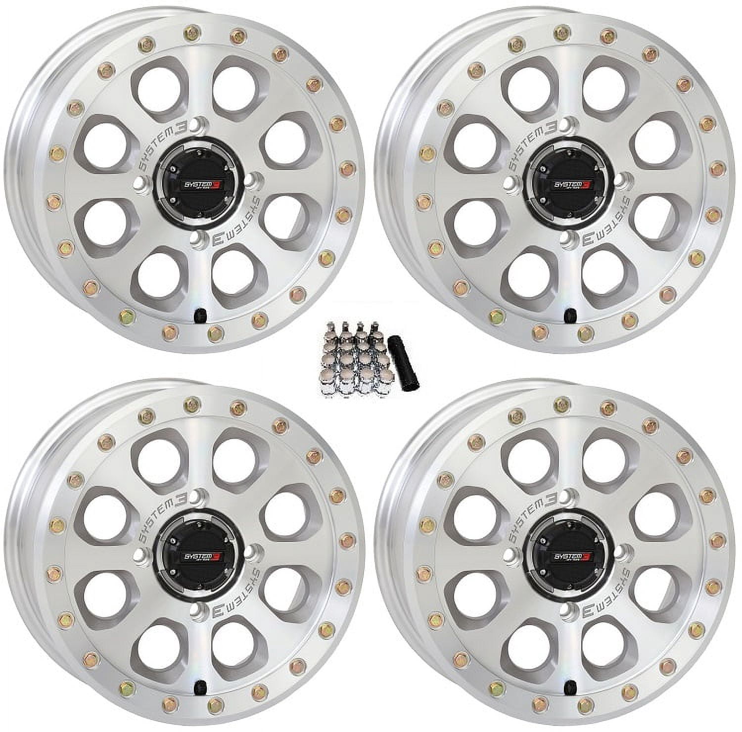System 3 SB-7 Beadlock Wheels 15" Machined (6+1) Polaris RZR 1000 XP ...