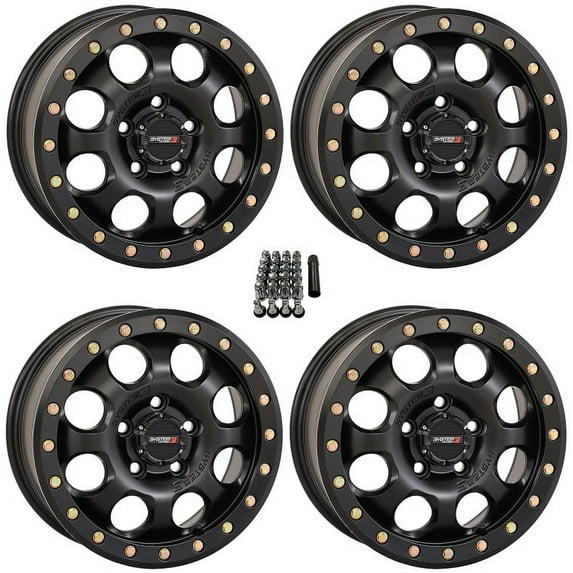 System 3 SB-7 Black Wheels 15x7/15x10 Polaris RZR Turbo R & Pro R ...
