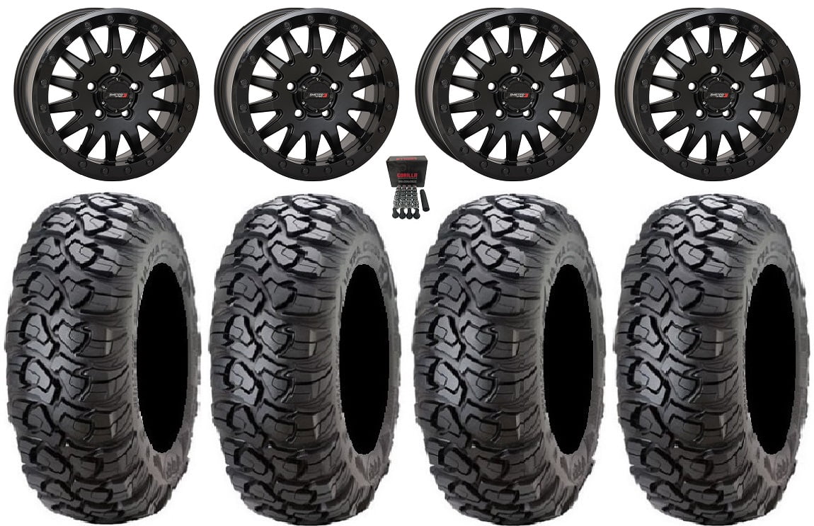System 3 SB-8 Bdlk 15" Wheels Bk +38mm 32" Ultracross Tires Polaris RZR ...
