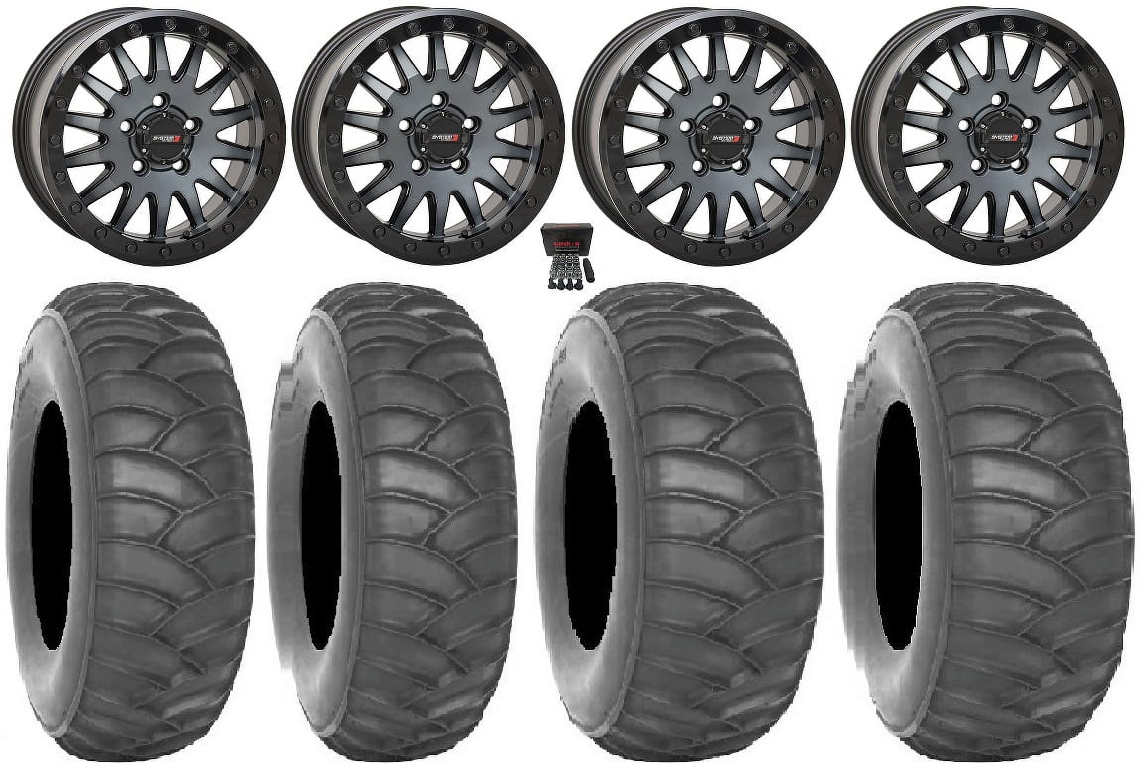 System 3 SB-8 Bdlk 15" Wheels Gy 33" SS360/HP Tires Polaris RZR Turbo R ...