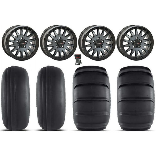 System 3 SB-8 Bdlk 15" Wheels Gy 33" Sand Slinger Tires Polaris RZR ...