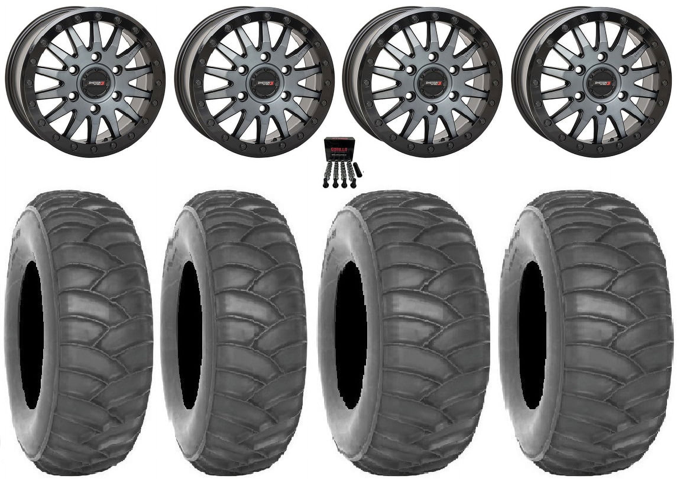 System 3 SB-8 Bdlk 15" Wheels Gy +38mm/+0mm 33" SS360 Tires Can-Am ...
