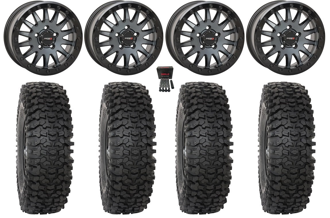 System 3 SB-8 Bdlk 15" Wheels Gy +38mm 35" RC500 Tires Polaris RZR ...