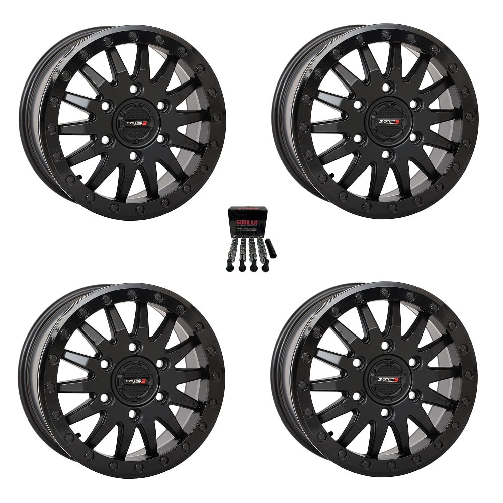 System 3 SB-8 Bdlk 15" Wheels Matte Black +38mm/+0mm Can-Am Maverick R ...
