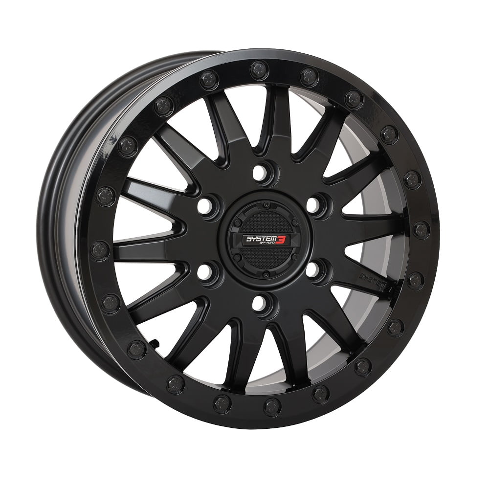 System 3 SB-8 Beadlock 15x7 UTV Wheel - Matte Black (6x5.5) +38mm [15S3 ...