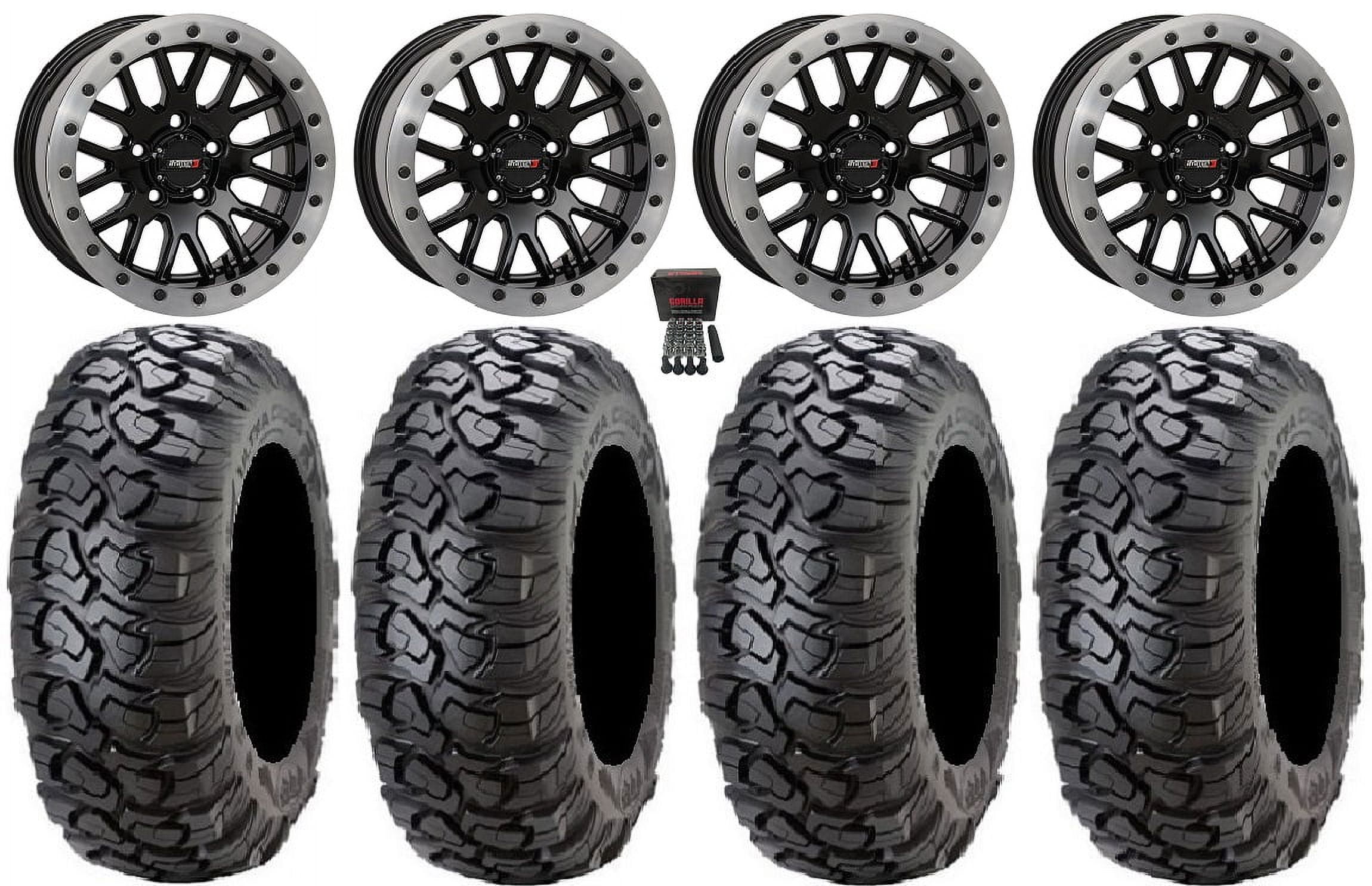 System 3 SB-9 Bdlk 15" Wheels Matte Bk 32" Ultracross Tires Polaris RZR ...