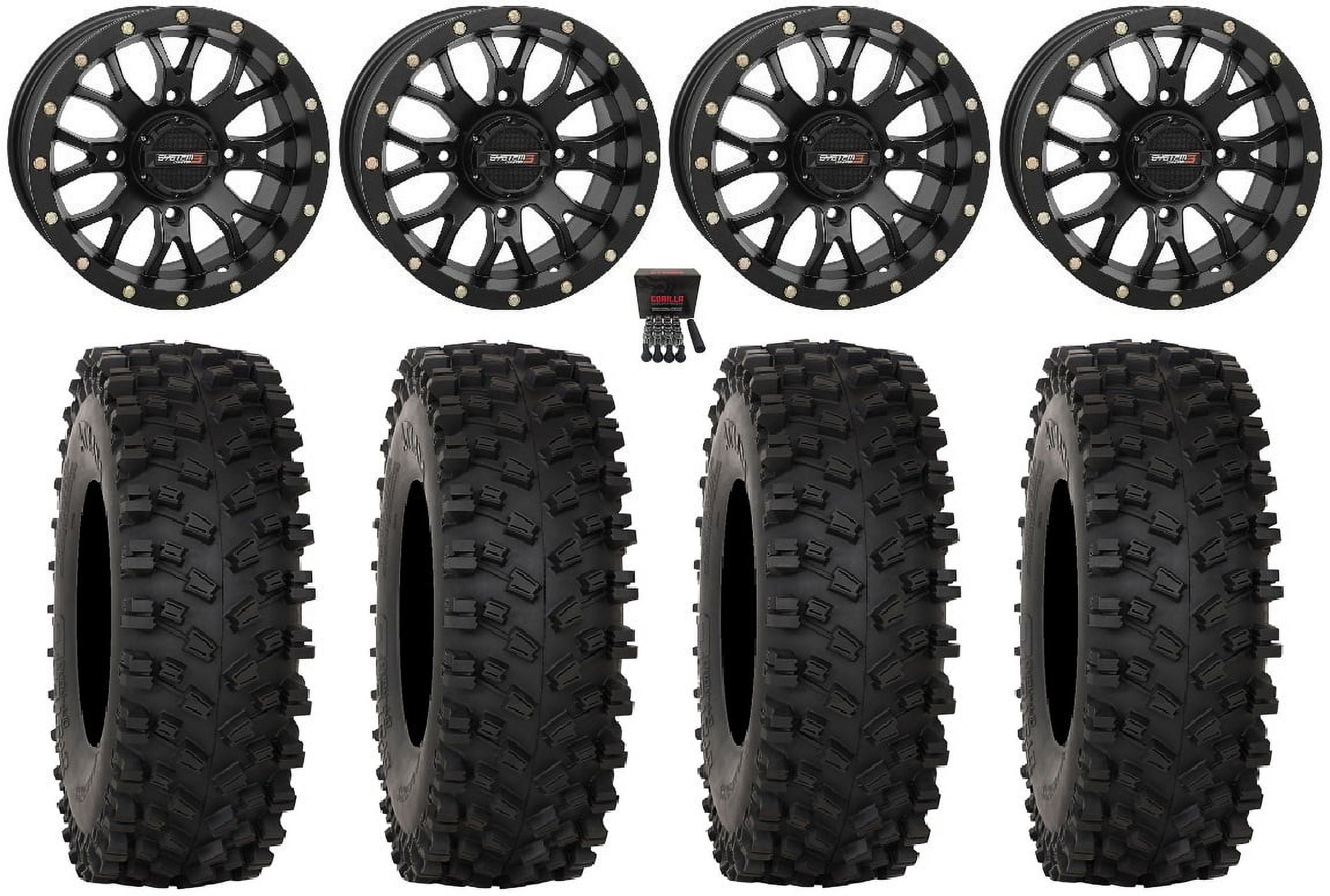 System 3 ST-3 14" Wheels Black 32" ATX470 Tires Yamaha Viking Wolverine ...