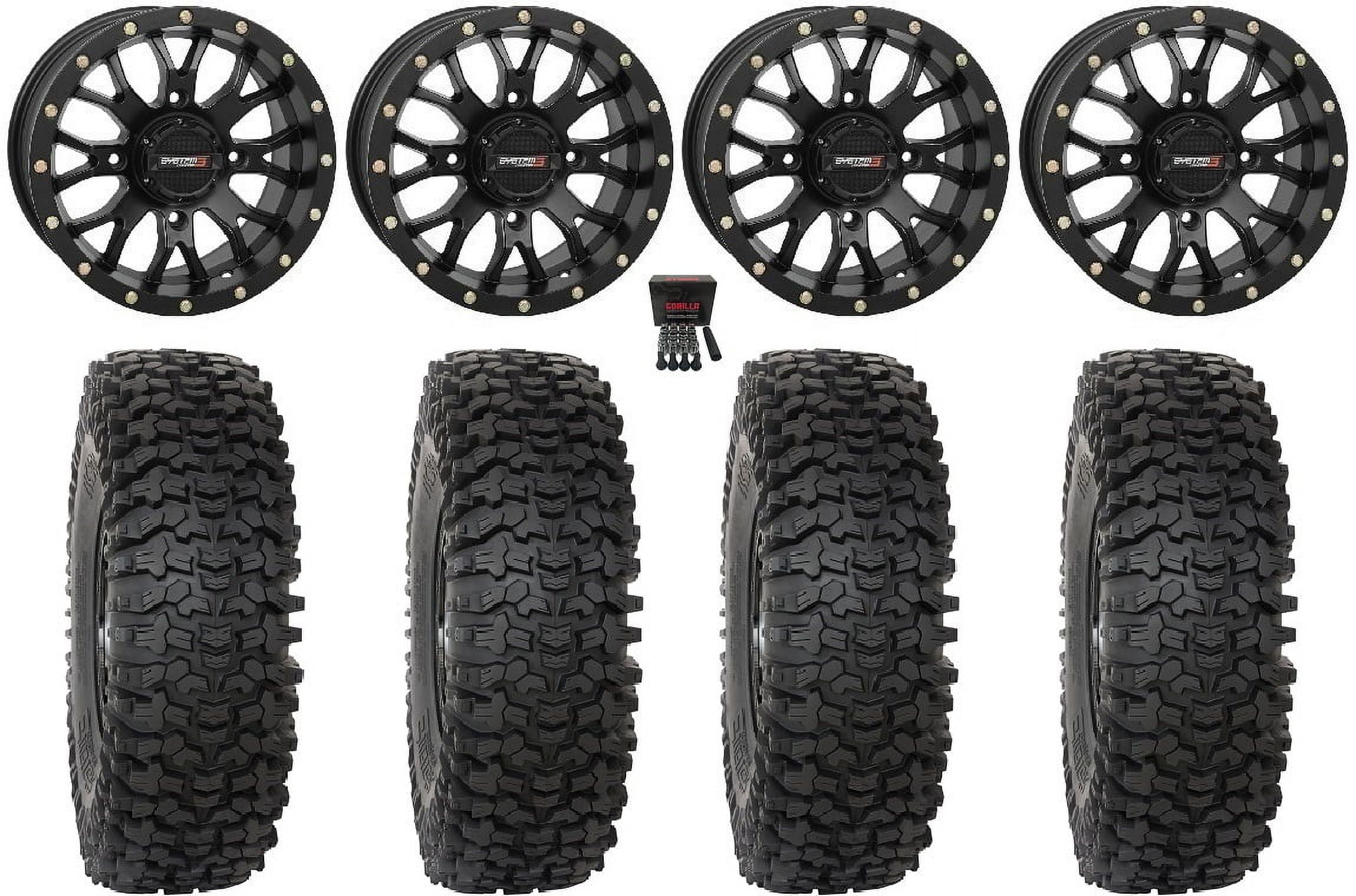 System 3 ST-3 14" Wheels Black 32" RC500 Tires Yamaha Viking Wolverine ...
