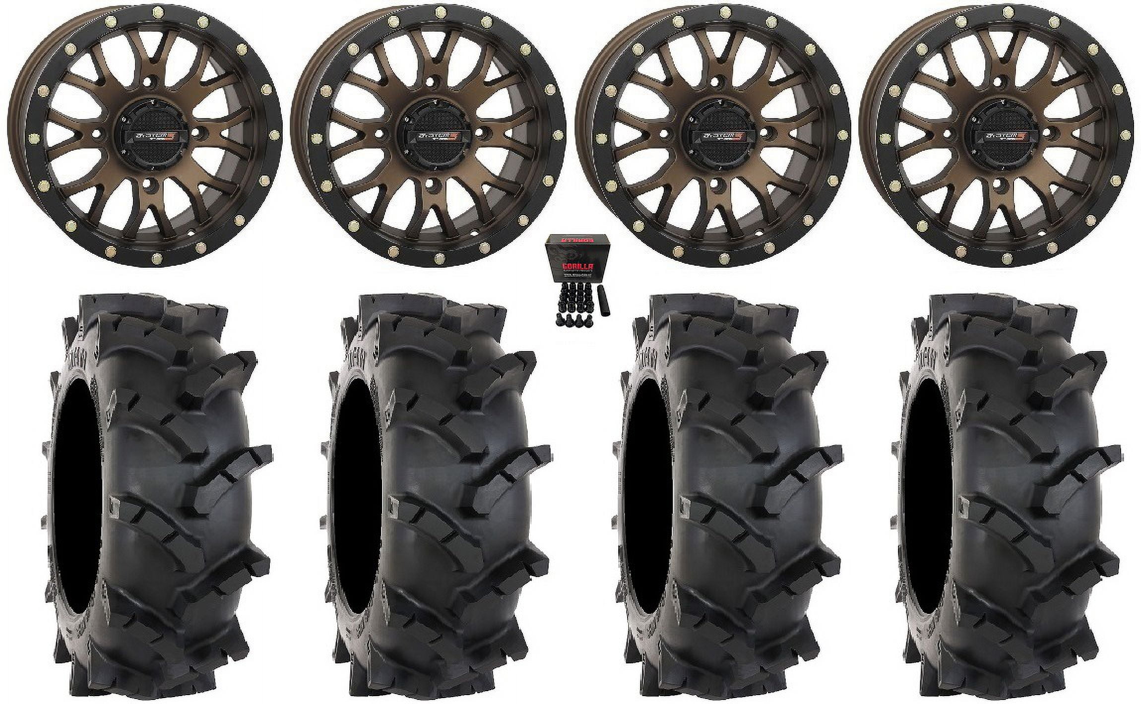 System 3 ST-3 14" Wheels Bronze 28" MT410 Tires Yamaha Viking Wolverine ...