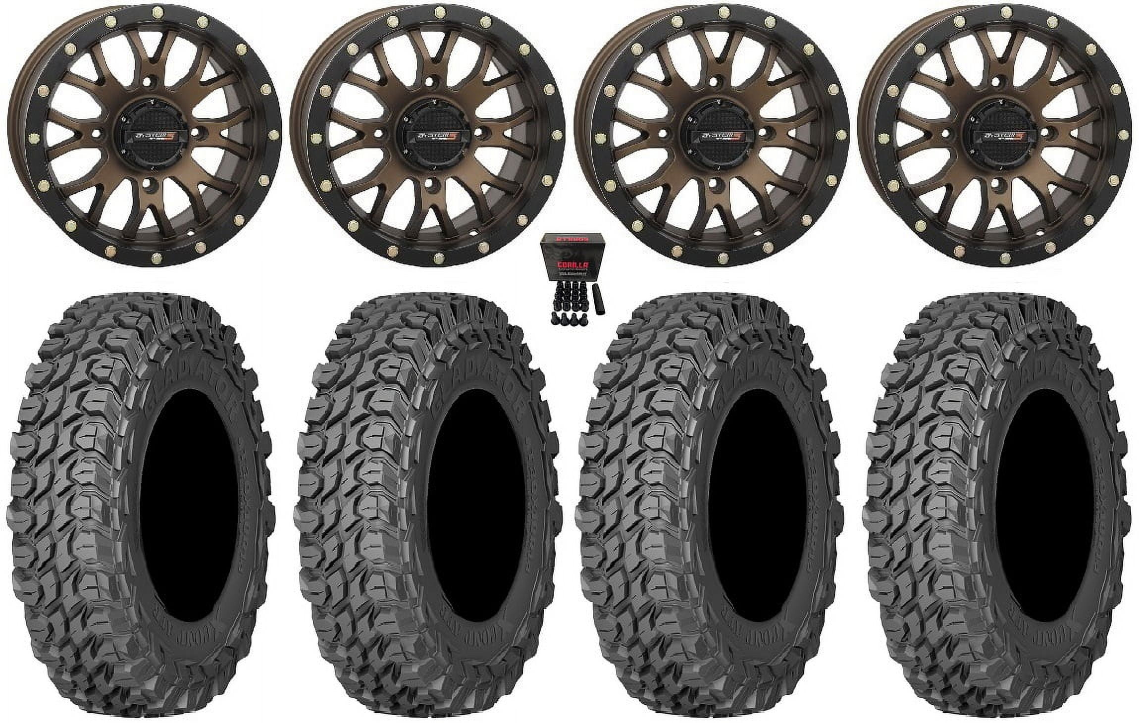 System 3 ST-3 14" Wheels Bronze 28" X Comp ATR Tires Sportsman 550 850 ...