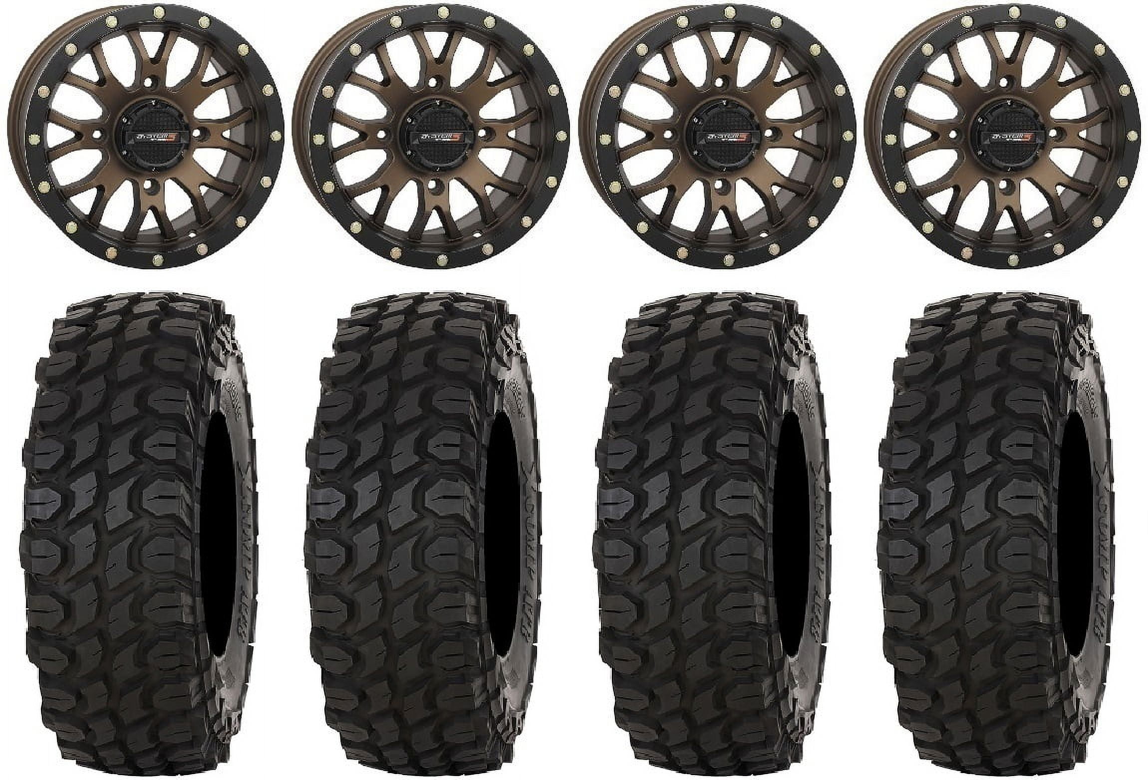 System 3 ST-3 14" Wheels Bronze 28" XComp ATR Tires Honda Pioneer ...