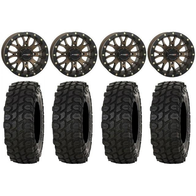 System 3 ST-3 14" Wheels Bronze 28" XComp ATR Tires Polaris RZR XP 1000 ...