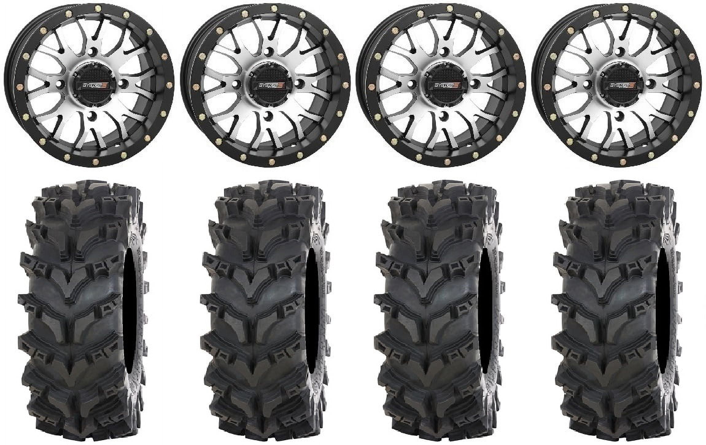 System 3 ST-3 14" Wheels Machined 28" Out&Back Max Tires Sportsman RZR ...
