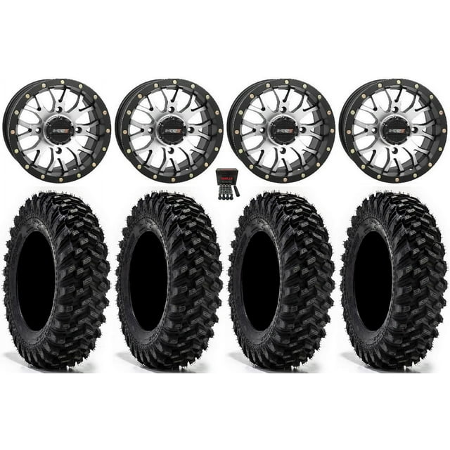 System 3 ST-3 14" Wheels Machined 34" Warrior XT Tires Can-Am Commander ...