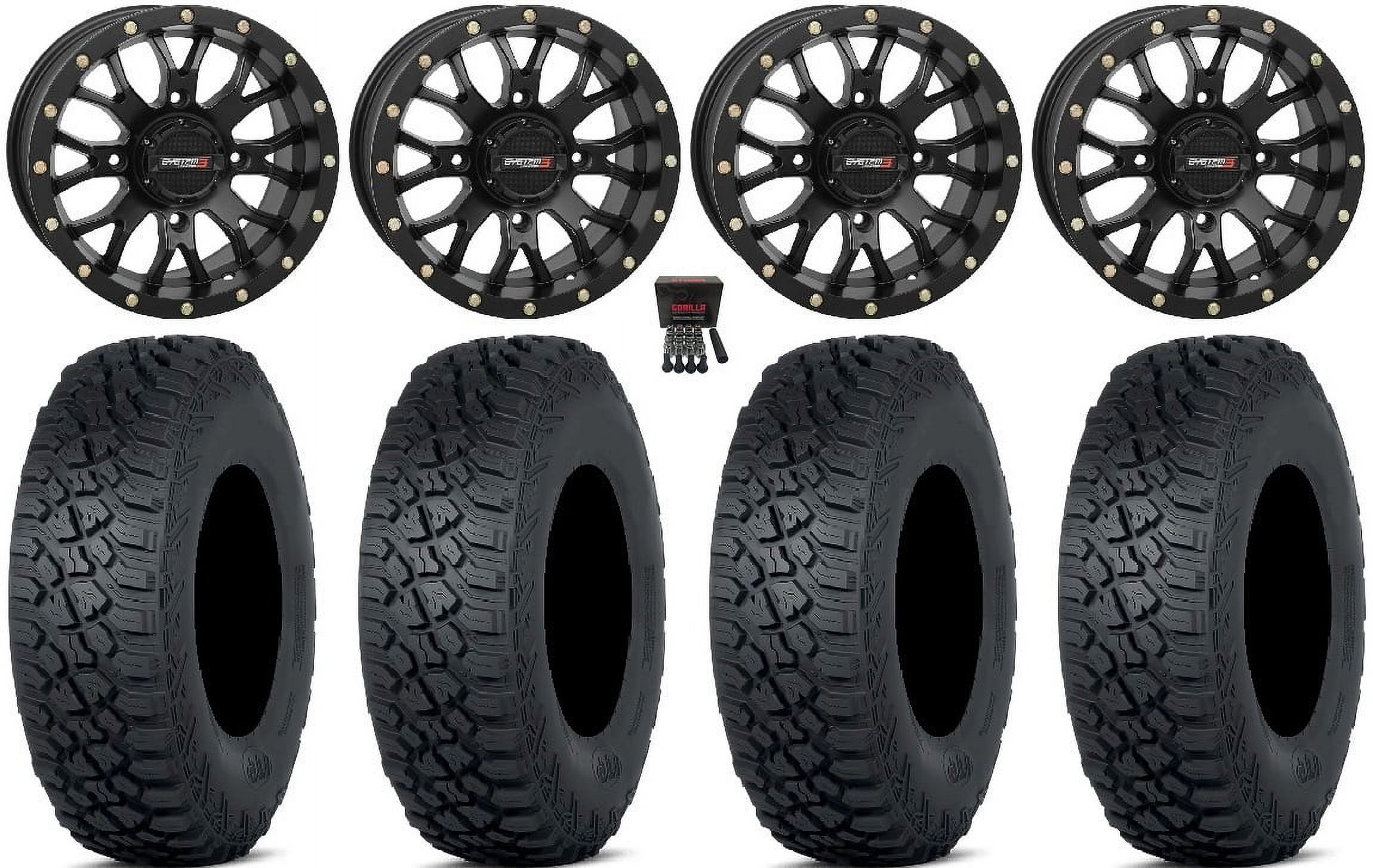 System 3 ST-3 15" Wheels Bk 30" Tenacity XNR (8ply) Tires Kawasaki Mule ...