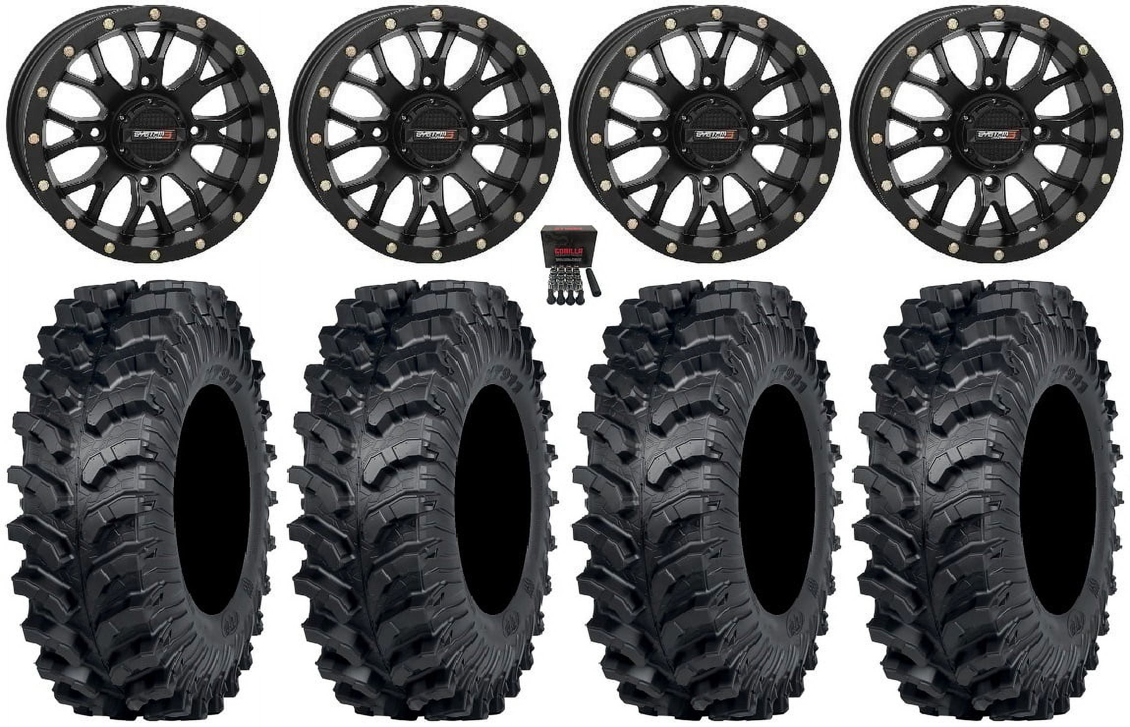 System 3 ST-3 15" Wheels Black 30" MT911 Tires Polaris RZR XP 1000 ...