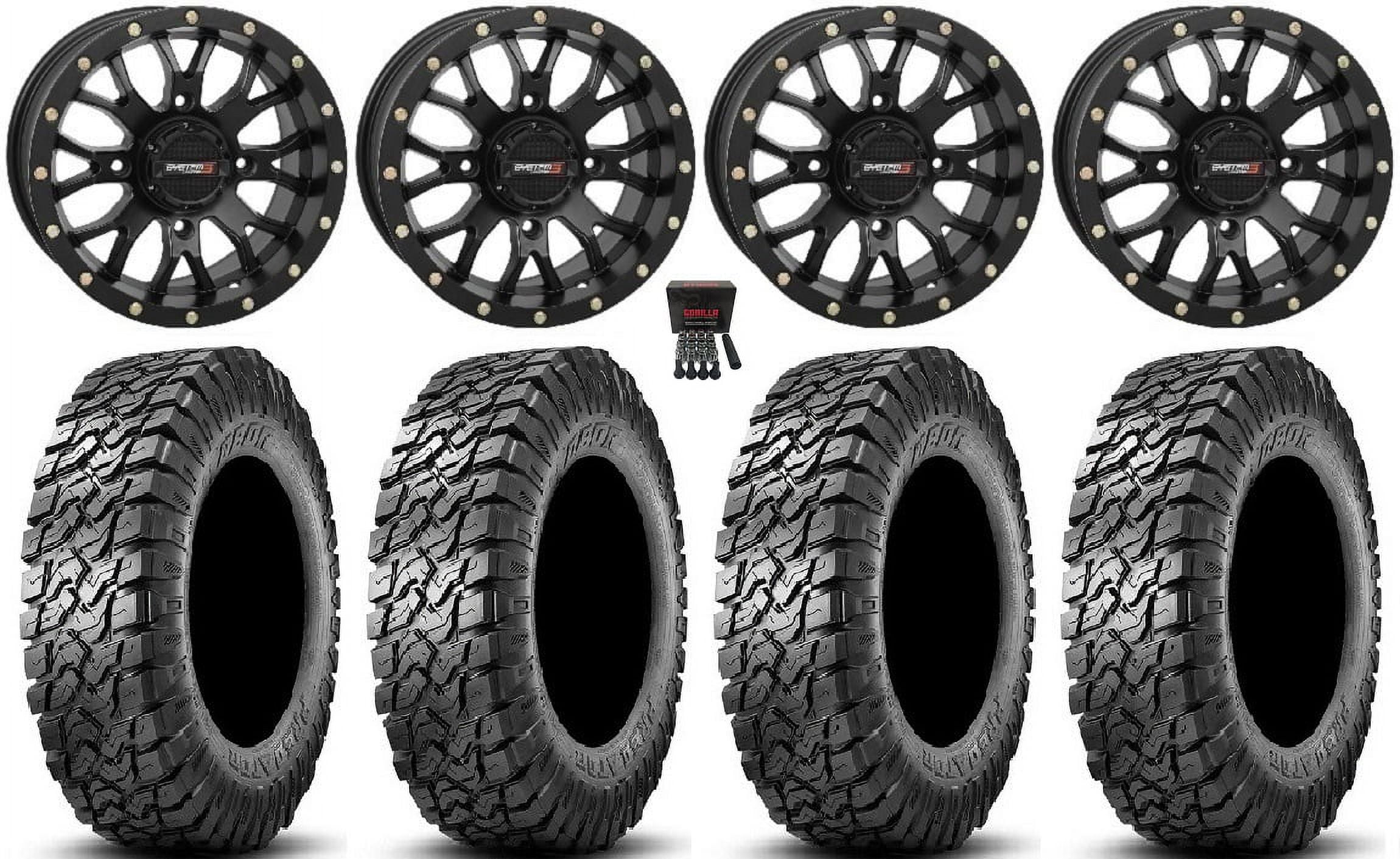 System 3 ST-3 15" Wheels Black 32" Predator Tires Sportsman RZR Ranger ...