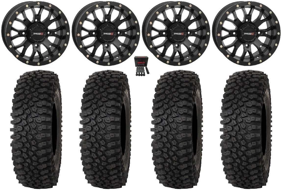 System 3 ST-3 15" Wheels Black 33" Roctane ST Tires Kawasaki Mule Pro ...