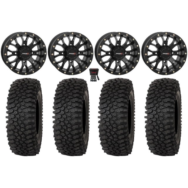 System 3 ST-3 15" Wheels Black 33" Roctane STX Tires Polaris RZR XP ...