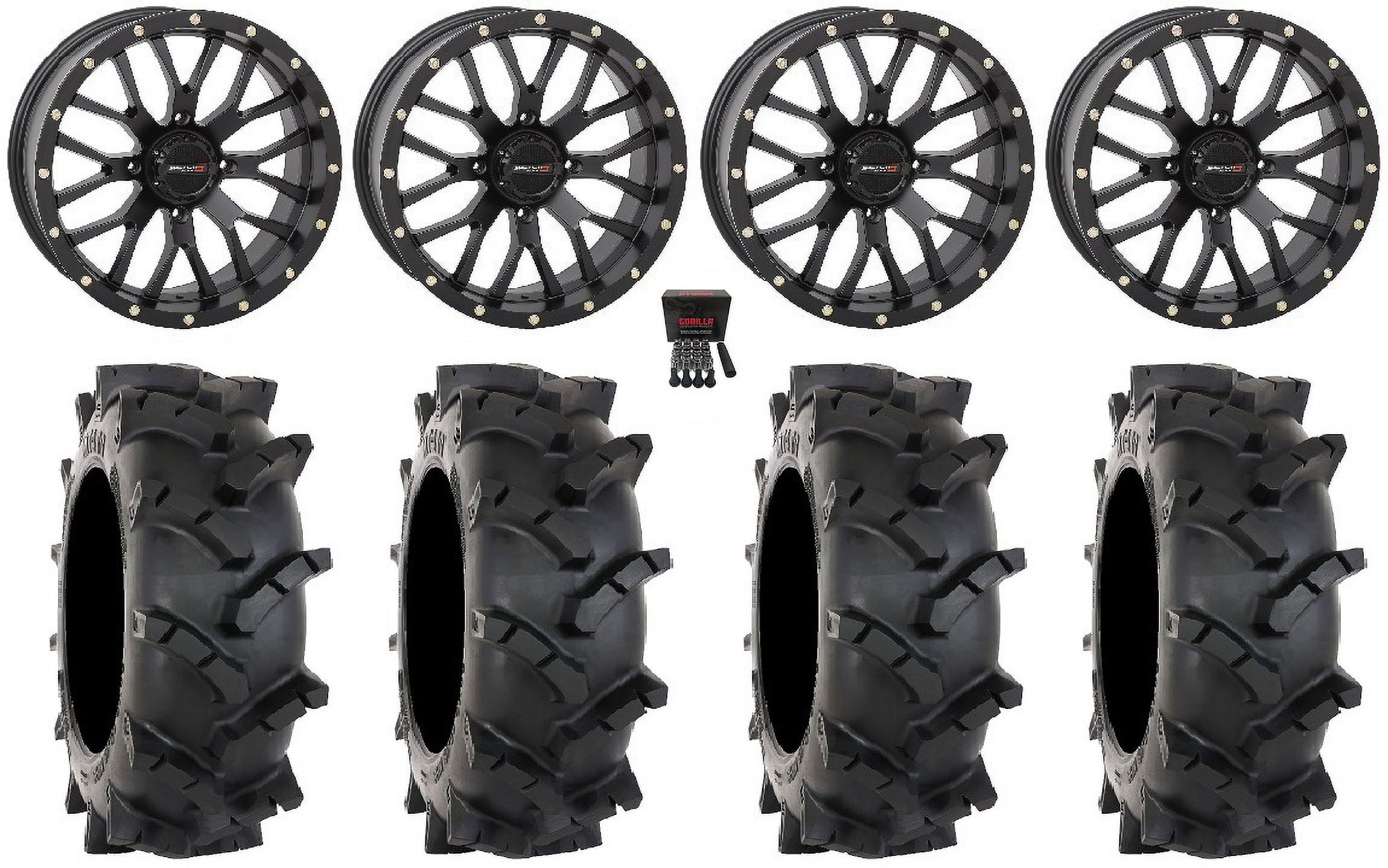 System 3 ST-3 18" Wheels Black 33" MT410 Tires Kawasaki Mule Pro FXT ...