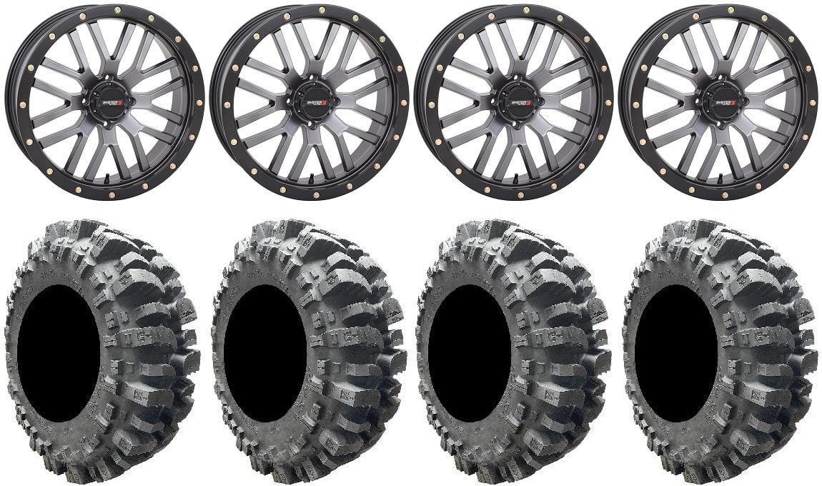 System 3 ST-3 20" Wheels Gunmetal 33" Bogger Tires Can-Am Maverick X3 ...