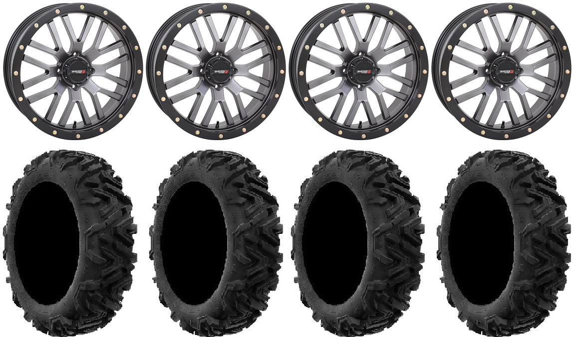 System 3 ST-3 20" Wheels Gunmetal 34" Moto MTC Tires Can-Am Maverick X3 ...