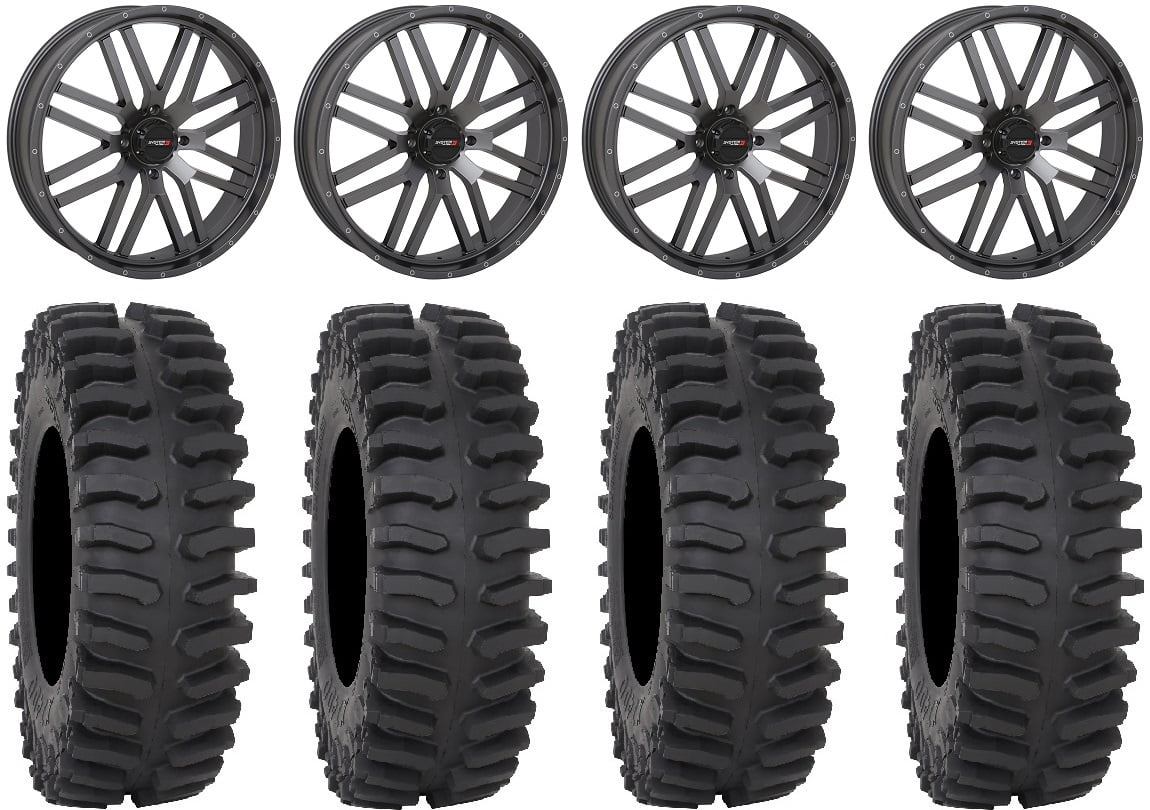 System 3 ST-3 24" Wheels Gunmetal 40" XT400 Tires Can-Am Maverick X3 ...