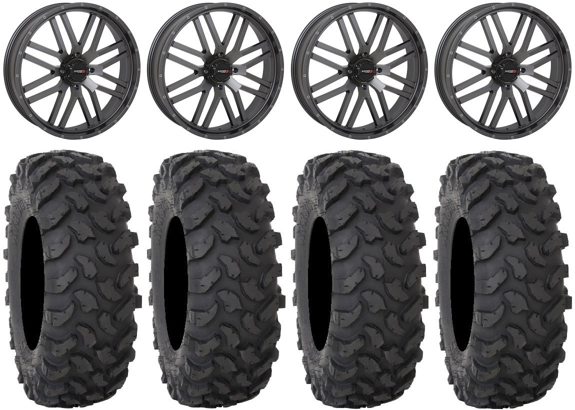 System 3 ST-3 24" Wheels Gunmetal 40" XTR370 Tires Can-Am Commander ...