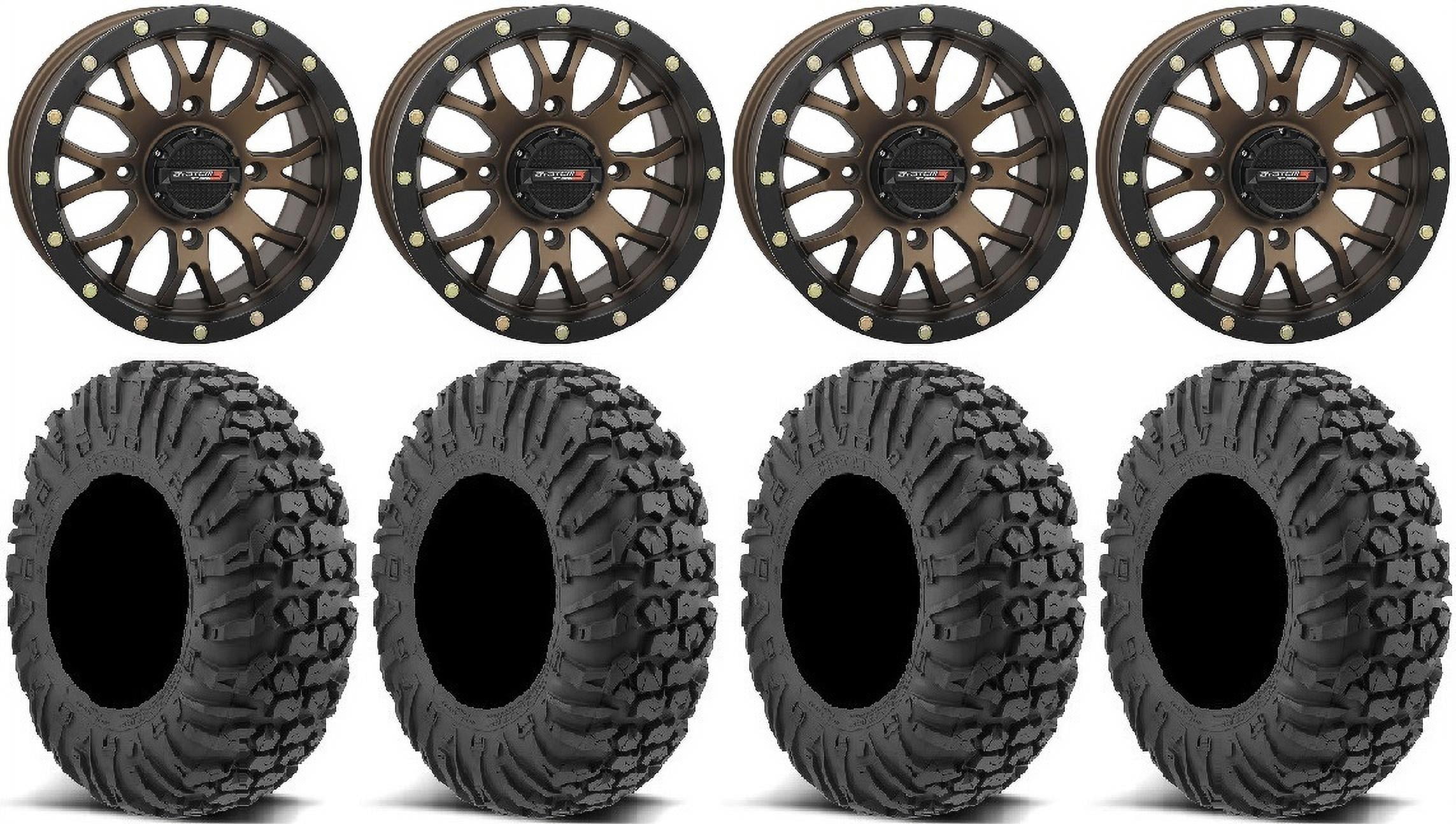 System 3 ST-3 Bronze 14" Wheels 27" MotoVator Tires Honda Rincon Yamaha ...