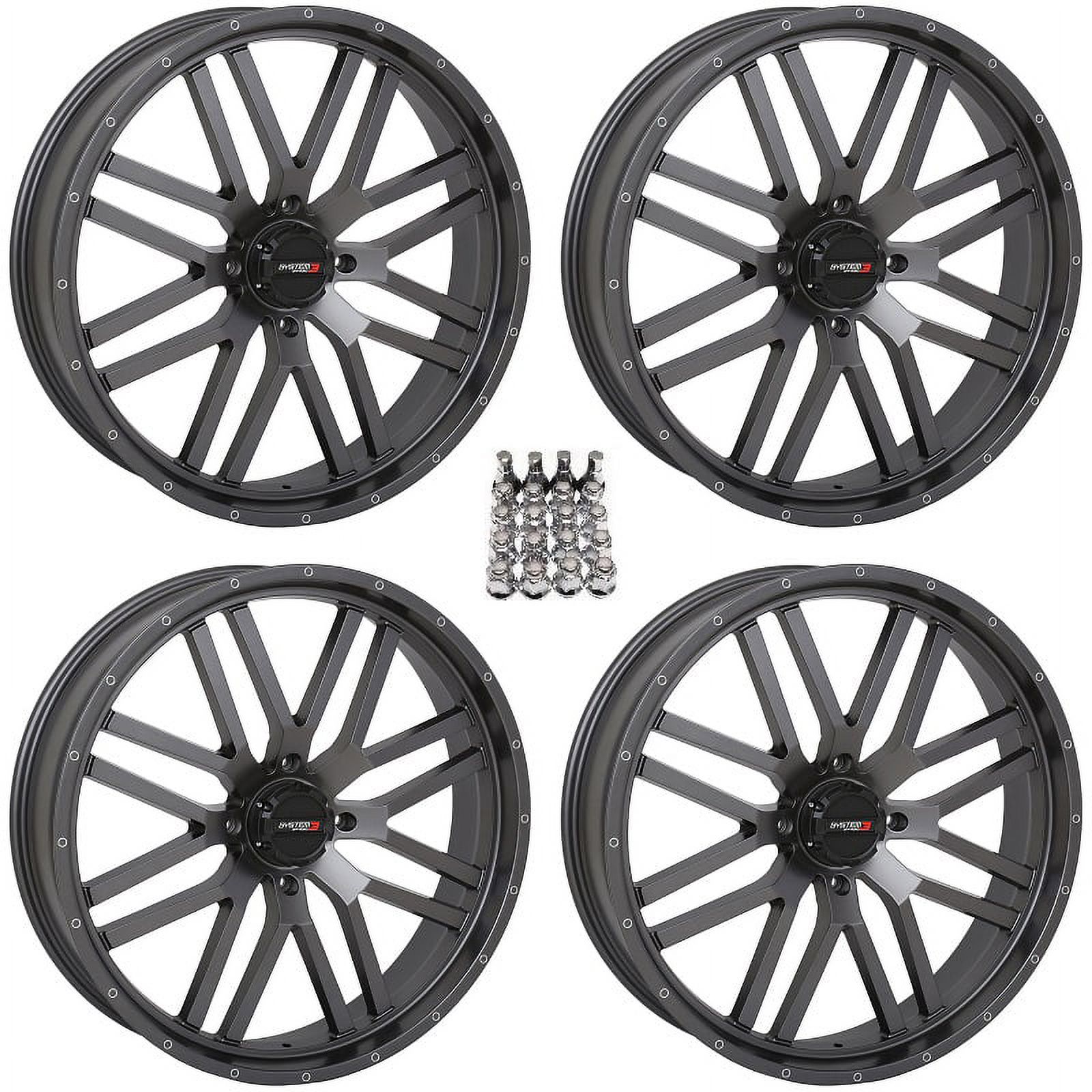 System 3 ST-3 Gunmetal ATV Wheels 22" Can-Am Commander Maverick ...