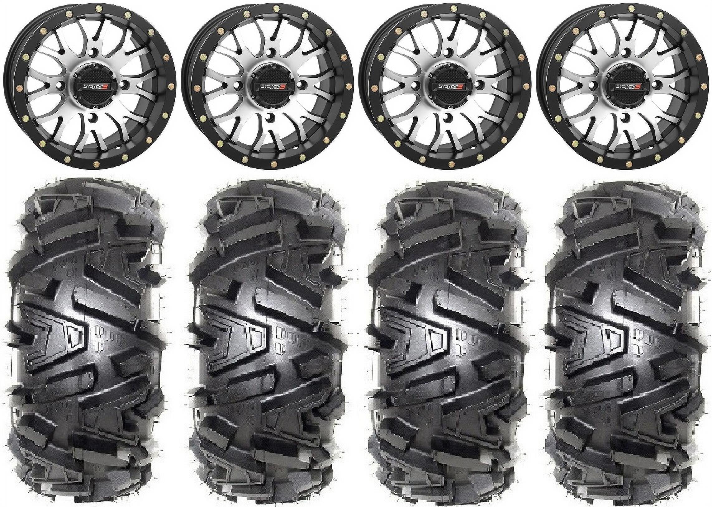 System 3 ST-3 Machined 14" Wheels 27" Moto MTC Tires Yamaha Viking ...